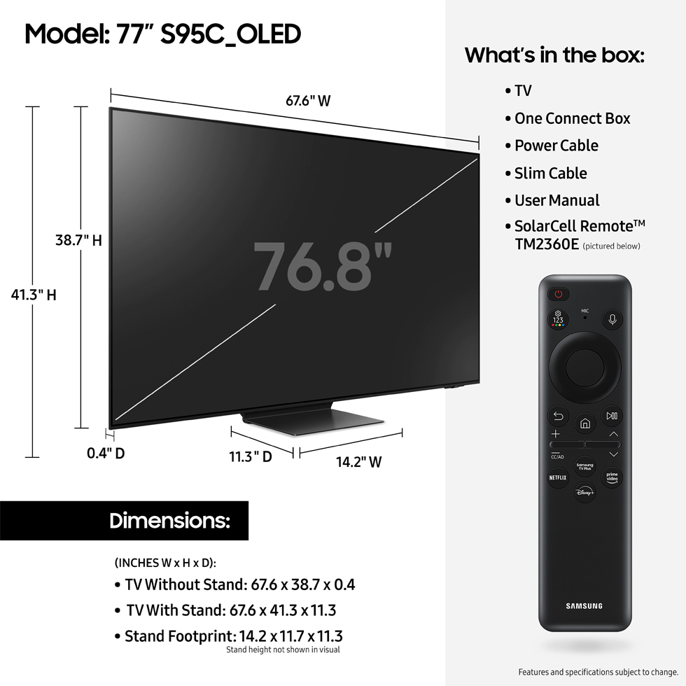 Samsung QN77S95C - the 77" Class S95C OLED 4K Smart TV (2023) is listed ...