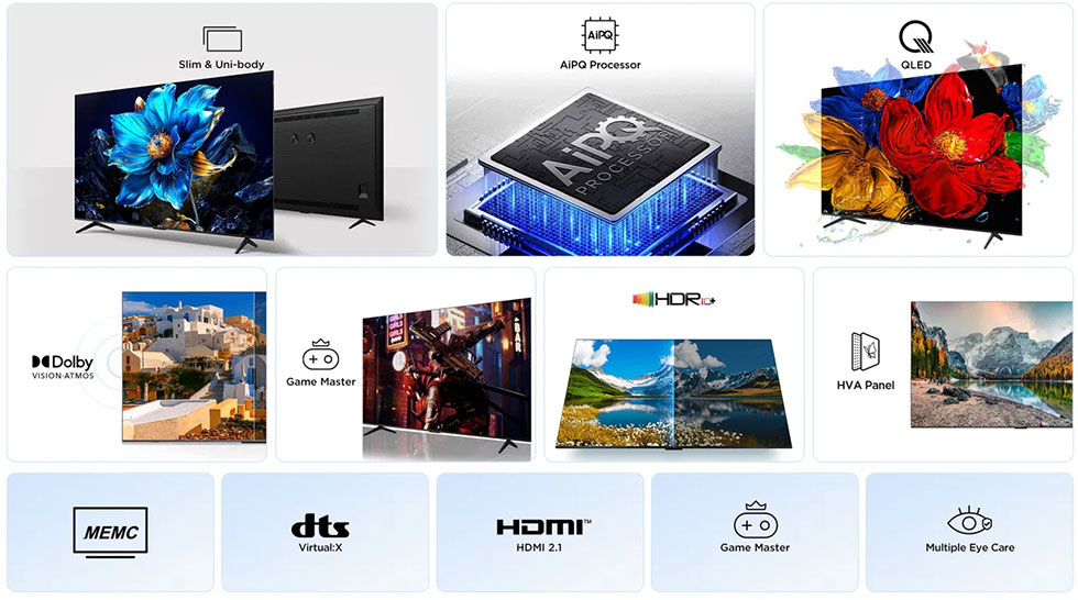 TCL P7K specifications and features (2025 TCL 60Hz QLED TVs)